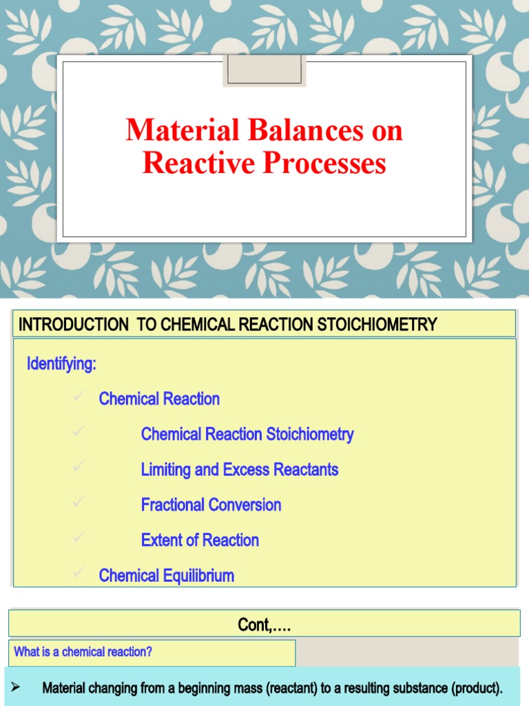 4.4 Reactive System Material Balance | PDF | Stoichiometry | Physical ...