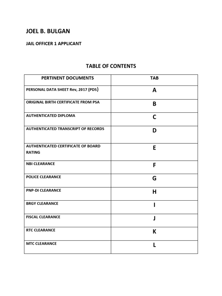 BJMP Table of Contents | PDF