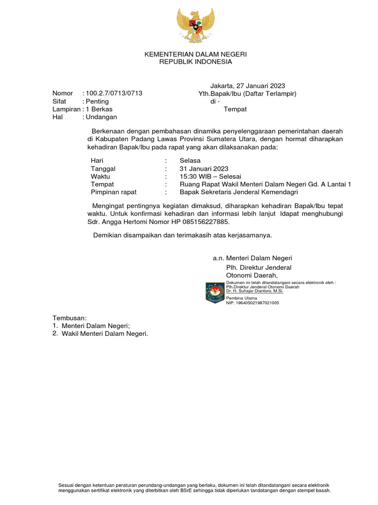 Undangan Rapat Pemerintahan Padang | PDF