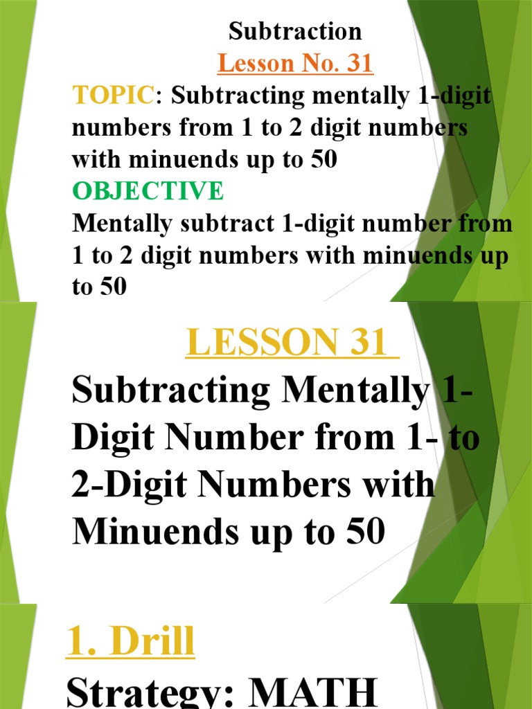 Mental Subtraction for Kids | PDF | Career & Growth | Self-Improvement