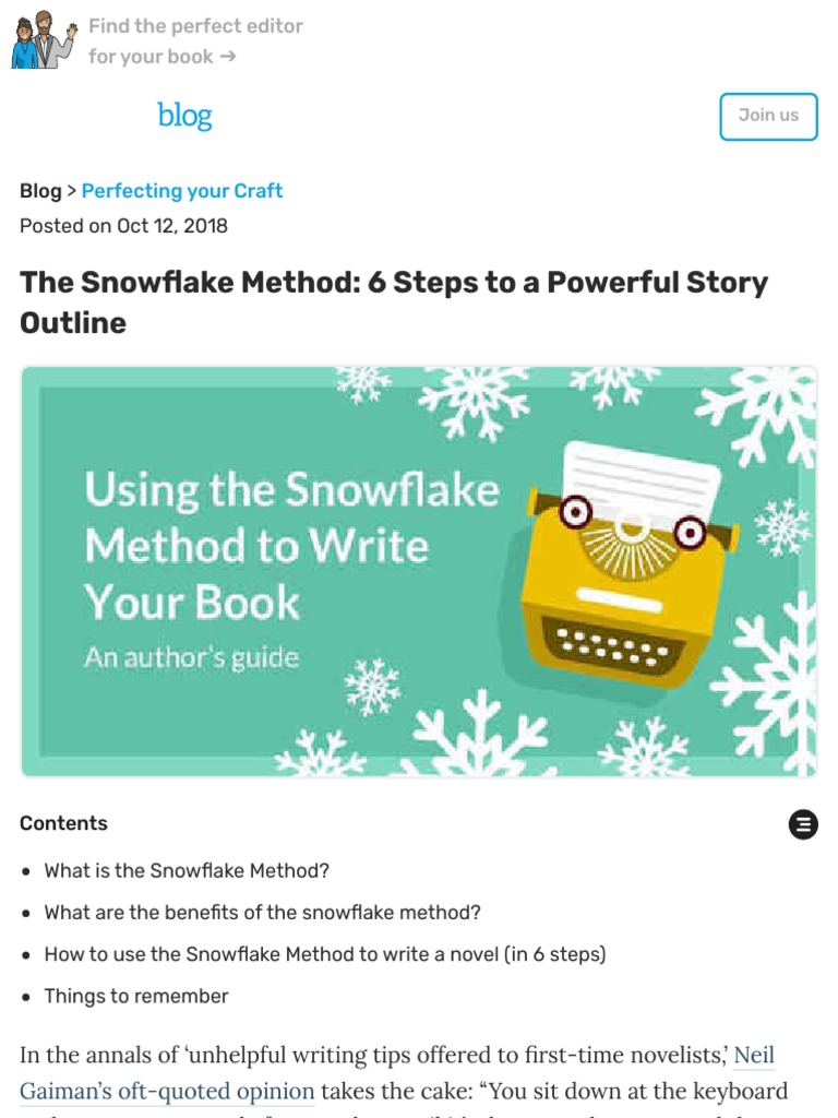 Snowflake Method: 6 Steps to Write a Novel | PDF | Plot (Narrative ...