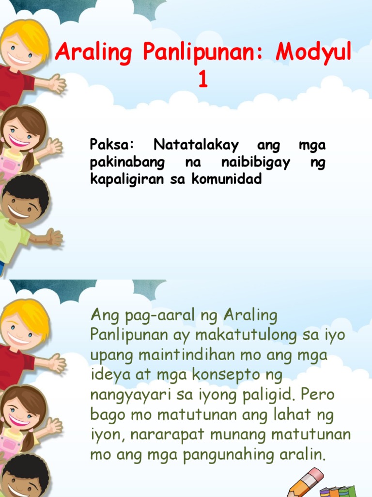 Q3 - ARPAN - MOD 1 - Natatalakay Ang Mga Pakinabang Na Naibibigay NG ... Q3 - ARPAN - MOD 1 - Natatalakay Ang Mga Pakinabang Na Naibibigay NG ...