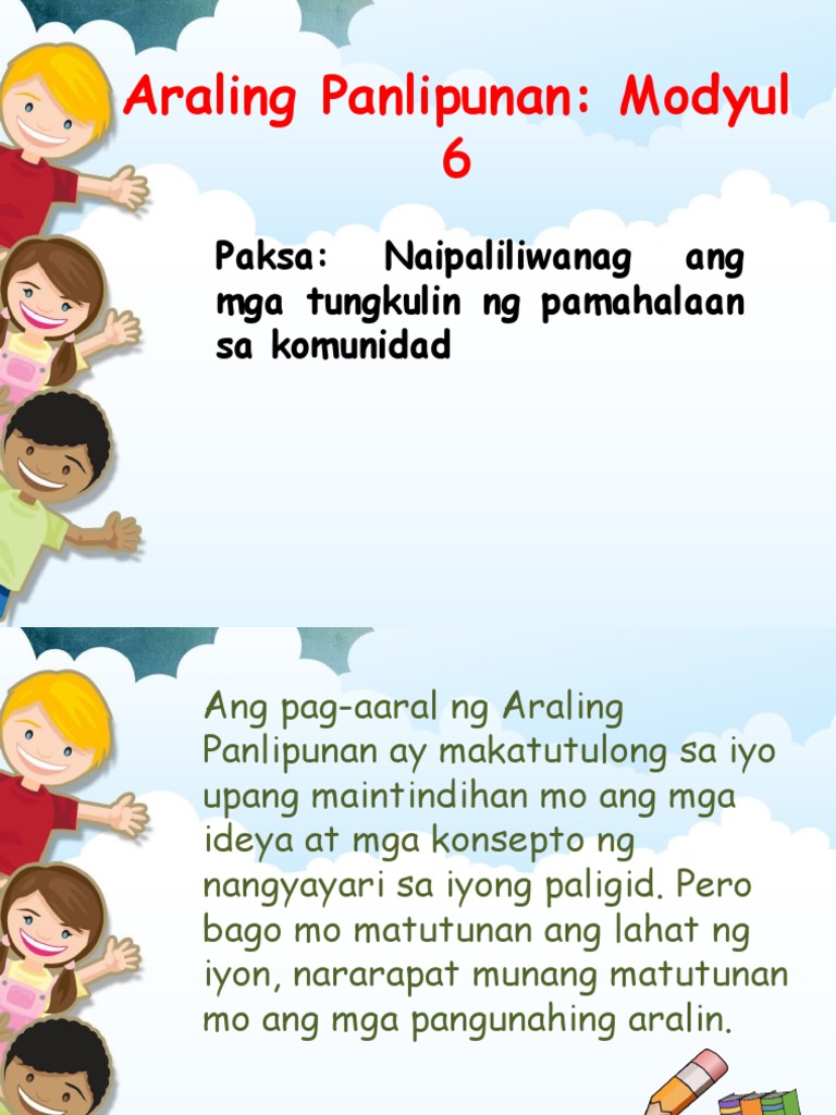 Q3 - ARPAN - MOD 6 - Naipaliliwanag Ang Mga Tungkulin NG Pamahalaan Sa Komunidad | PDF