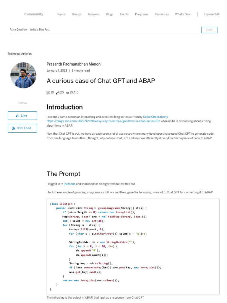 A Curious Case of Chat GPT and ABAP - SAP Blogs | PDF | String ...