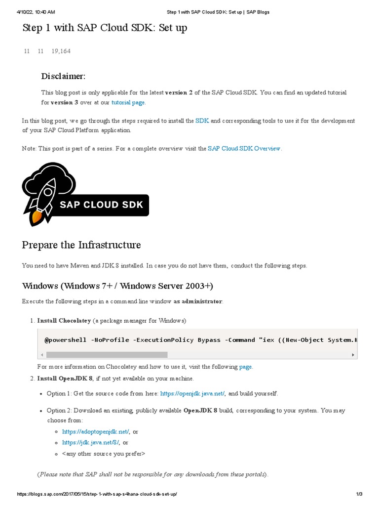 Step 1 With SAP Cloud SDK - Set Up | PDF | Java (Programming Language ...