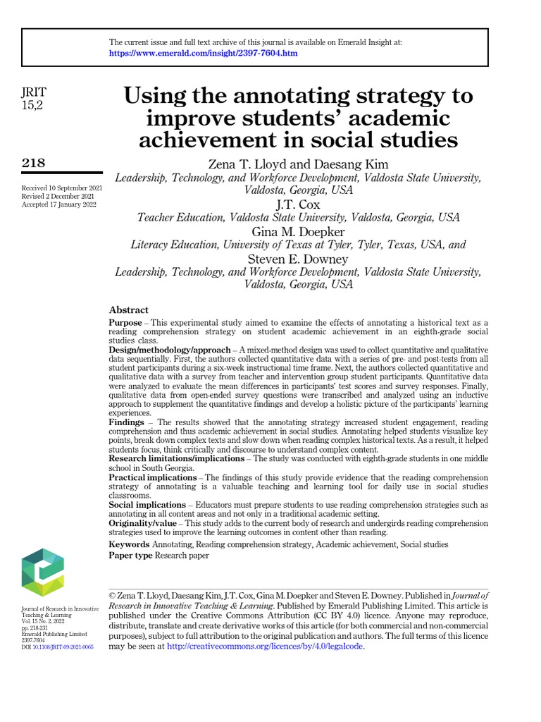 Annotating Reading | PDF | Reading Comprehension | Learning