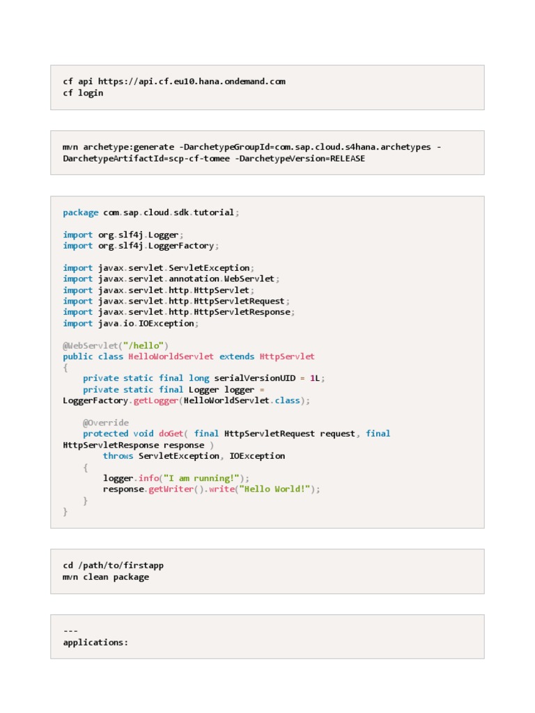 Step 3 With SAP Cloud SDK - HelloWorld On SCP CloudFoundry-CODE | PDF | Technology & Engineering