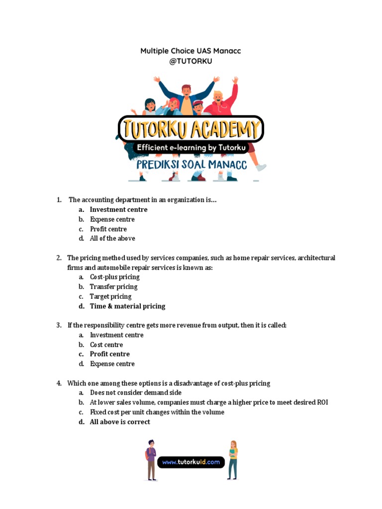 Latihan UAS Manacc TUTORKU (Answered) | PDF | Profit (Economics) | Cost Of Goods Sold
