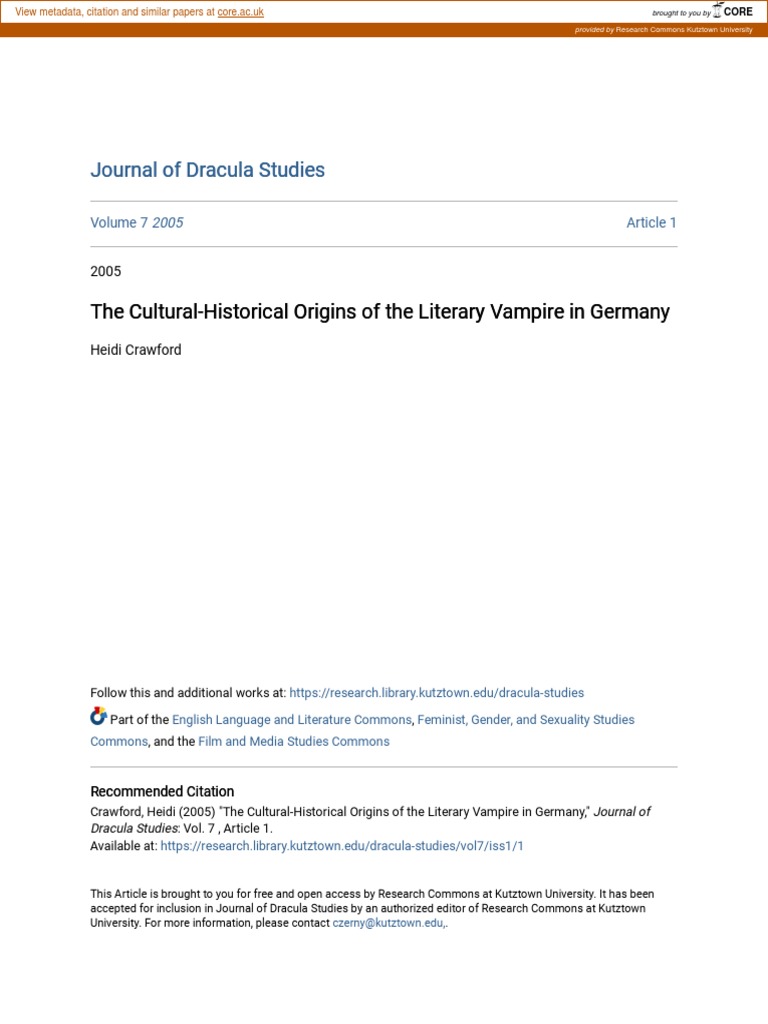 Origins Literary Vampire in Germany | PDF | Witch Hunt | Vampires