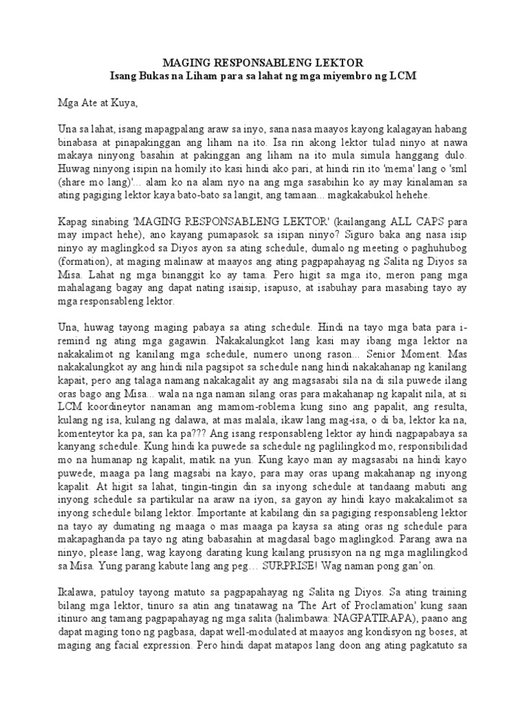 Maging Responsableng Lektor | PDF