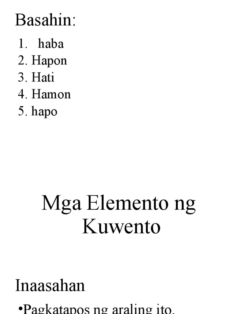 Basahin:: 1. Haba 2. Hapon 3. Hati 4. Hamon 5. Hapo | PDF