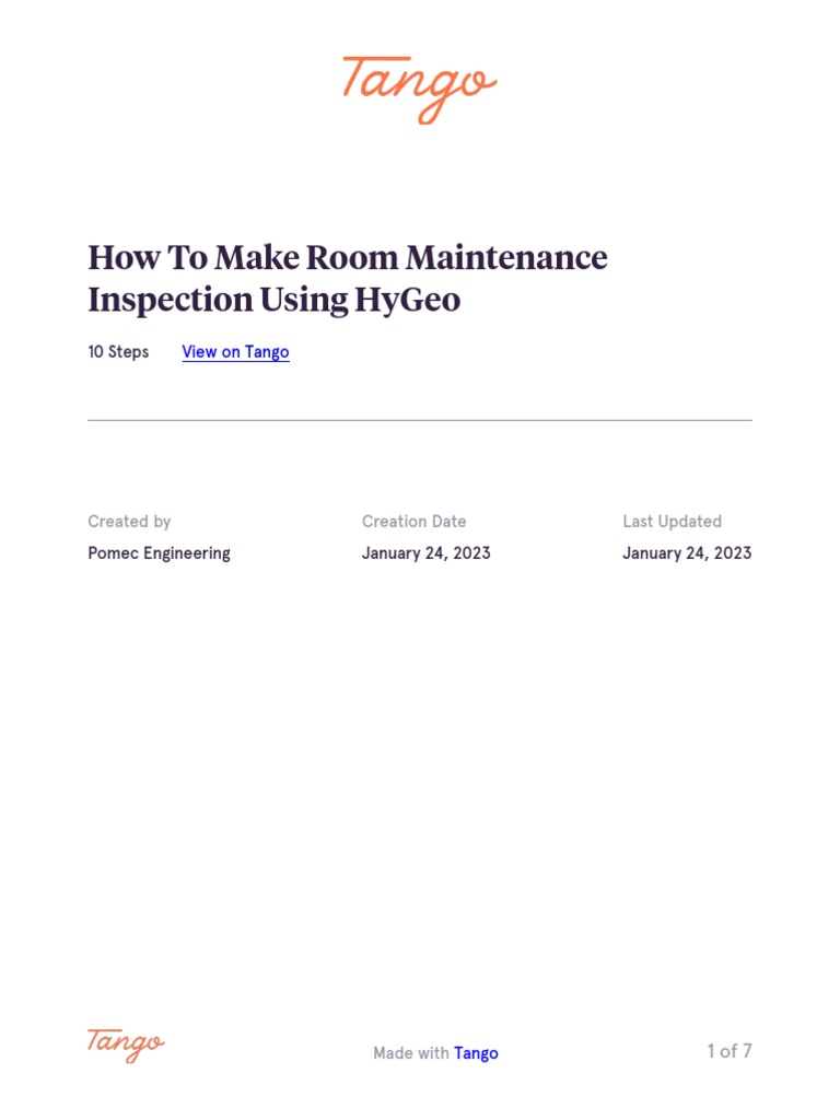 How To Make Room Maintenance Inspection Using HyGeo | PDF