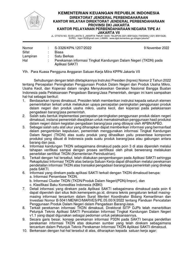 S-3326 Perekaman TKDN | PDF | Bisnis | Teknologi & Rekayasa