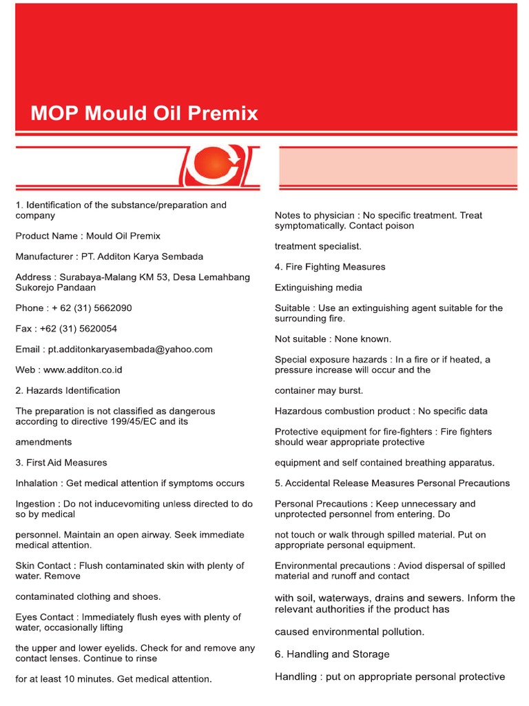 MSDS Mop | PDF