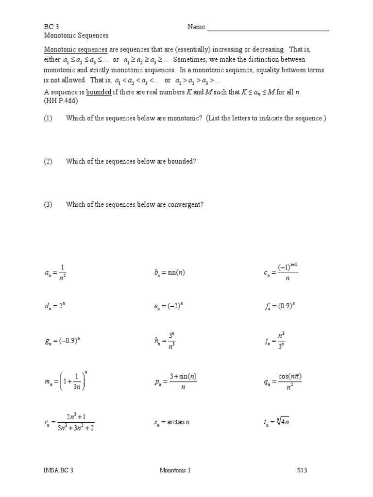Monotonic Sequences Explained | PDF