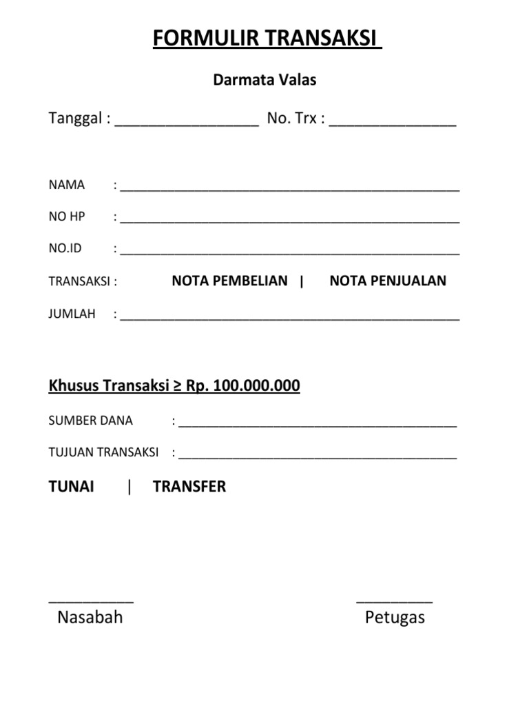 Formulir Transaksi | PDF