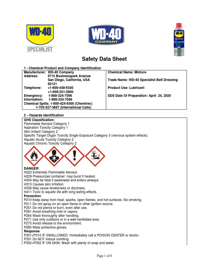 MSDS - Belt Dressing WD40 | PDF | Self-Improvement | Wellness