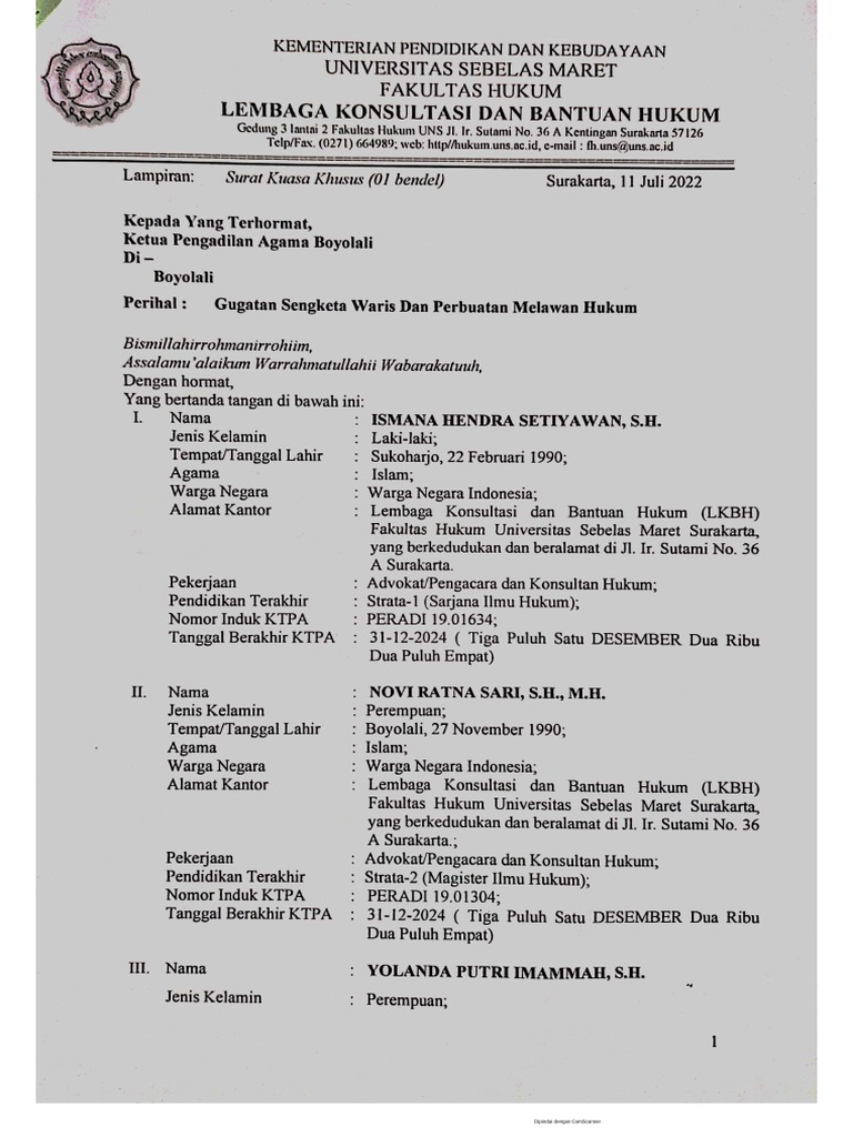 Surat Gugatan Hak Waris Sumarna | PDF