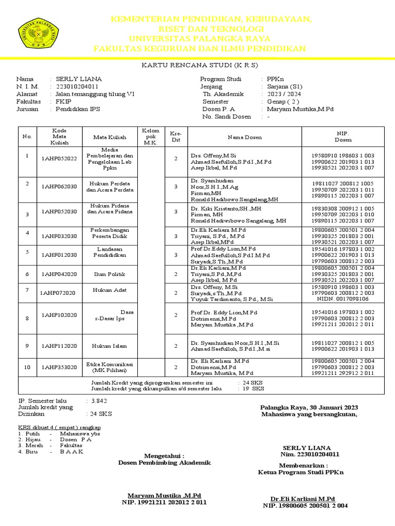 Format Krs SMT Genap | PDF
