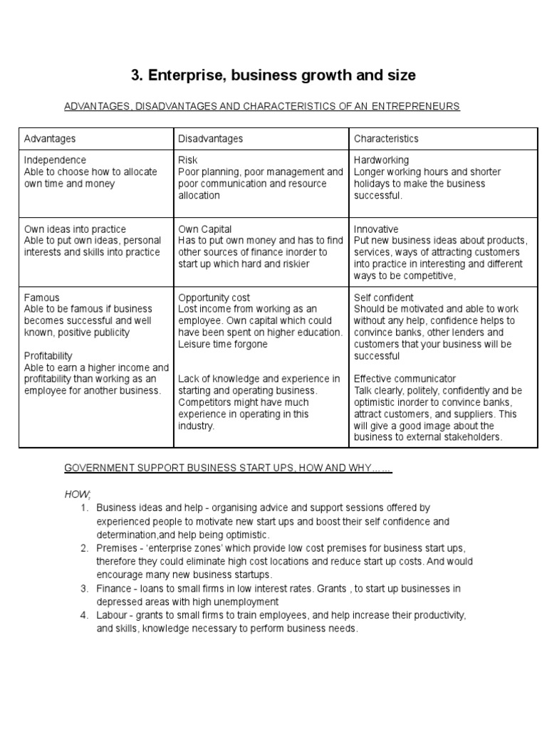 Enterprise, Business Growth and Size - Lesson 3 | PDF | Taxes | Profit ...