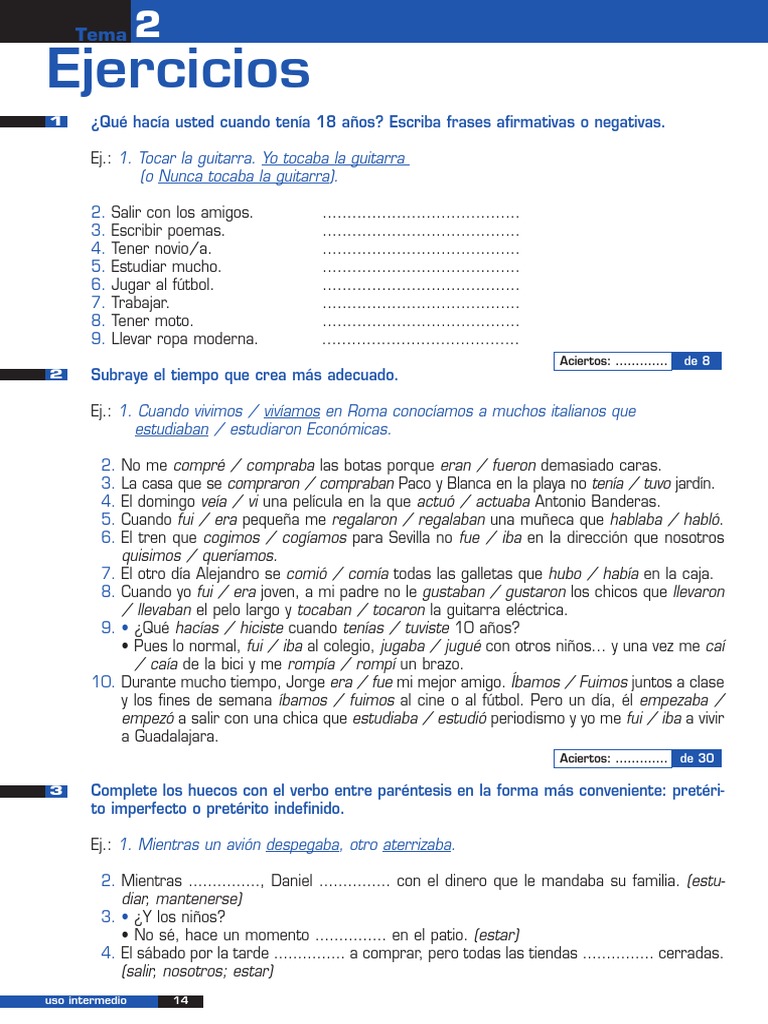 Pretéritos Indefinido e Imperfecto | PDF | Hogar, jardinería y bricolaje