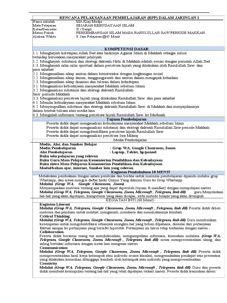 RPP Klas 10 SKI JULI 2020 | PDF