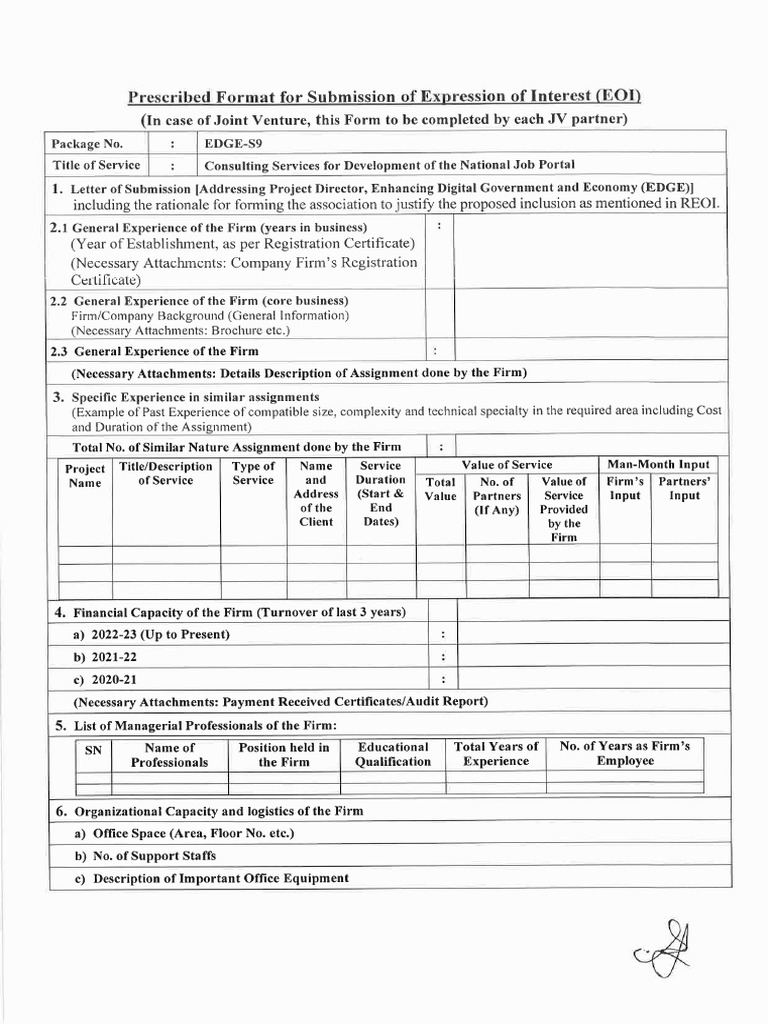 Format For EOI Application | PDF