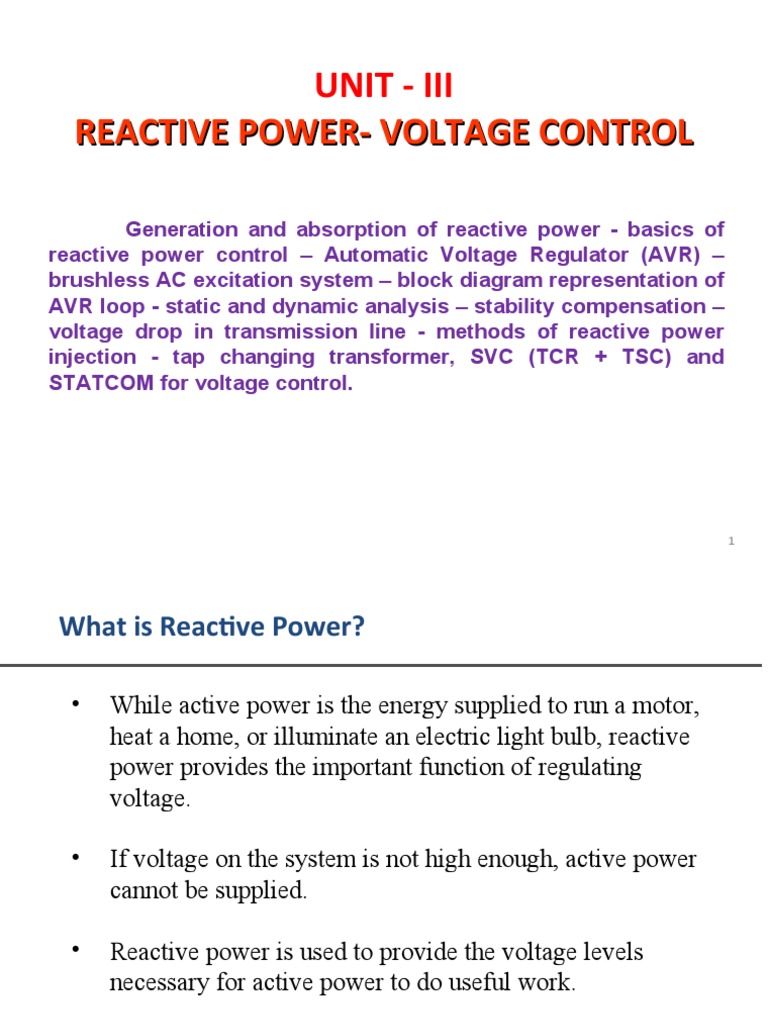 Reactive Power and Voltage Control Methods | PDF | Ac Power | Transformer