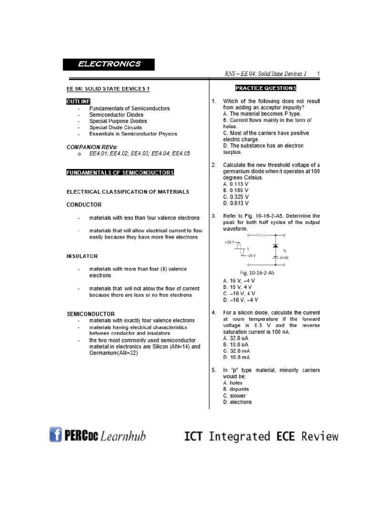 EE 04 - Solid State Devices 1 PPDF 2 | PDF