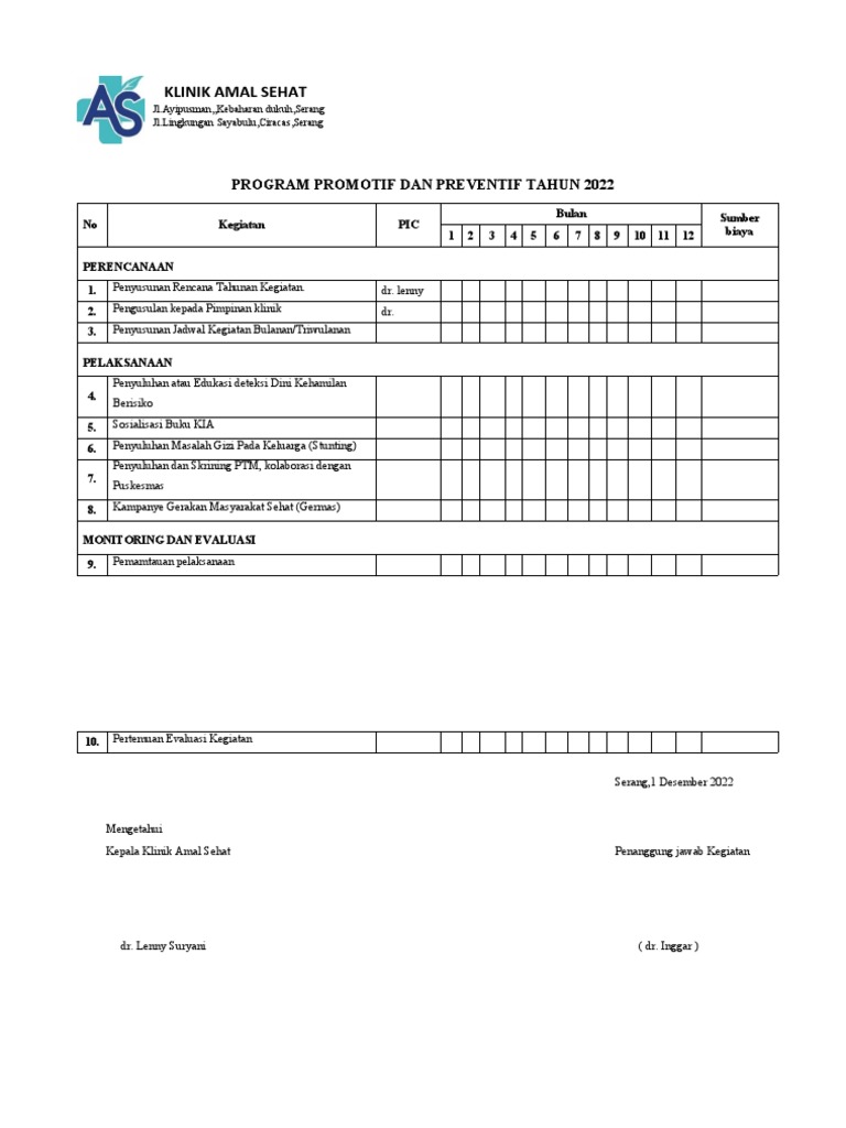 Program Promotif Dan Preventif Tahun 2022 | PDF