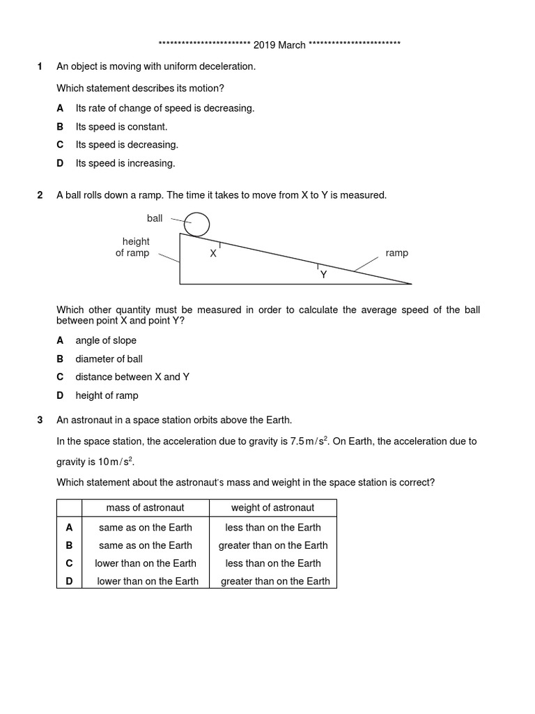 Chapter 2 Forces and Motion (2019) | PDF | Weight | Mass
