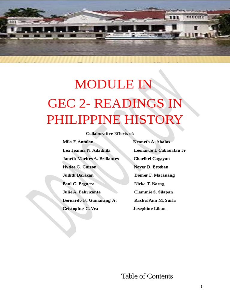 GEC 2 Readings in Philippine History Module | PDF
