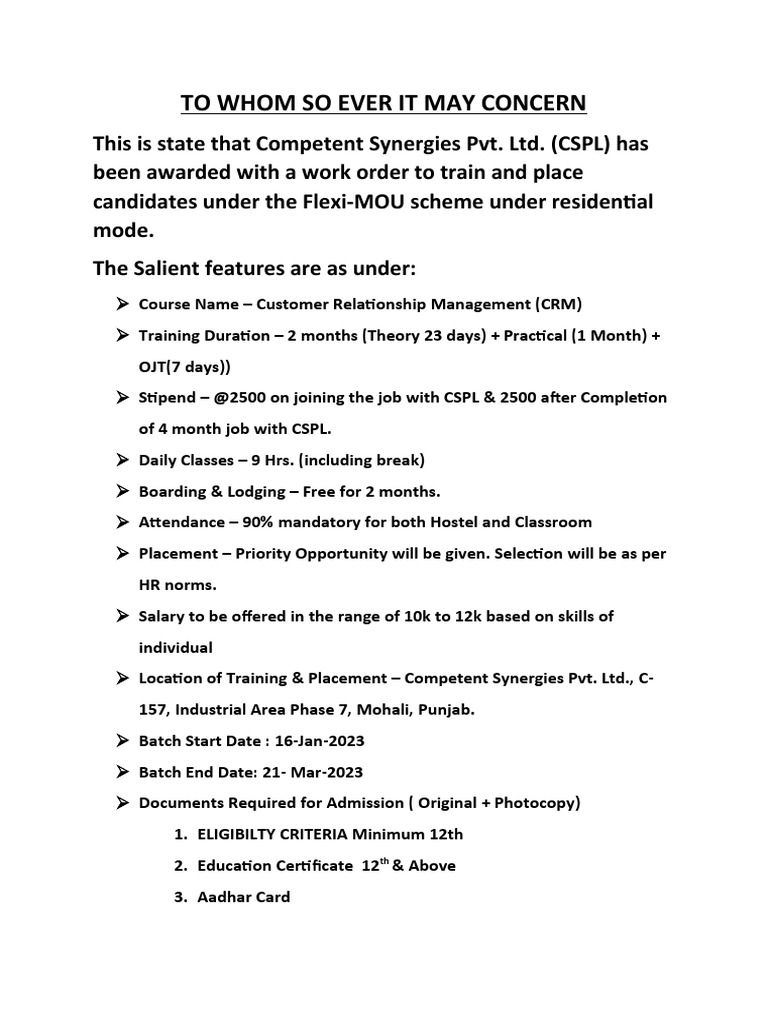 Letter For Mobilization | PDF