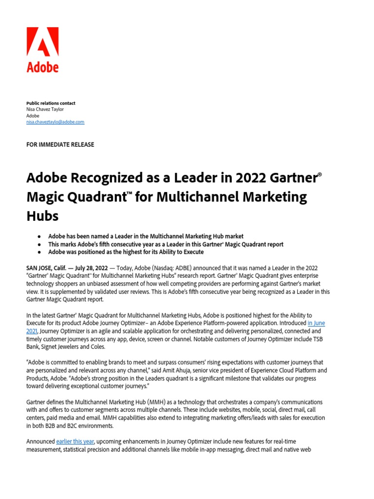 Adobe Gartner Magic Quadrant | PDF | Customer Experience | Direct Marketing
