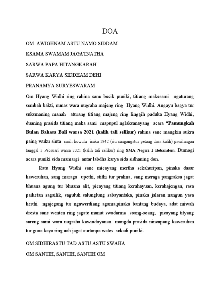 DOA Pembukaan | PDF | Agama & Spiritualitas