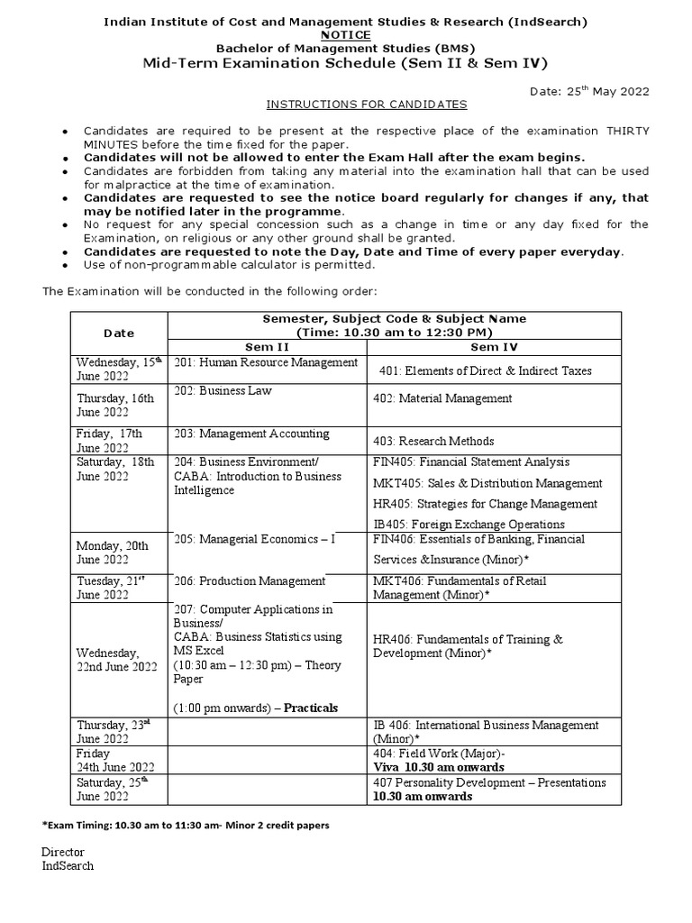 BMS Midterm Exam TT 2021-22 - Sem IV & VI | PDF | Economies | Business