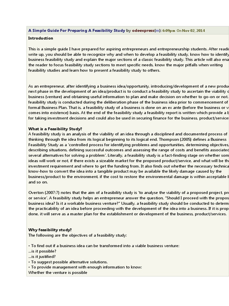 Guide to Writing a Feasibility Study | PDF | Feasibility Study | Market (Economics)