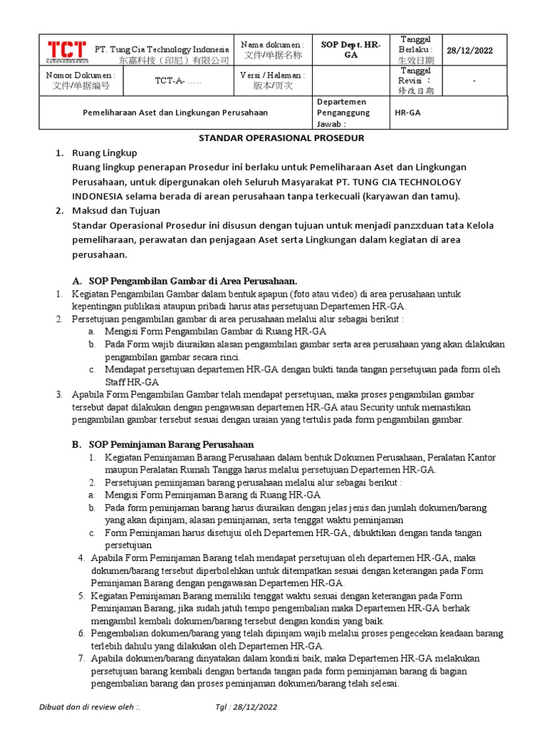 SOP HRGA (Proses) | PDF