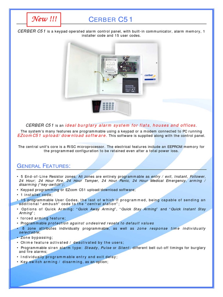 Prezentare CERBER C51 - Eng | PDF | Telephone | Security Alarm