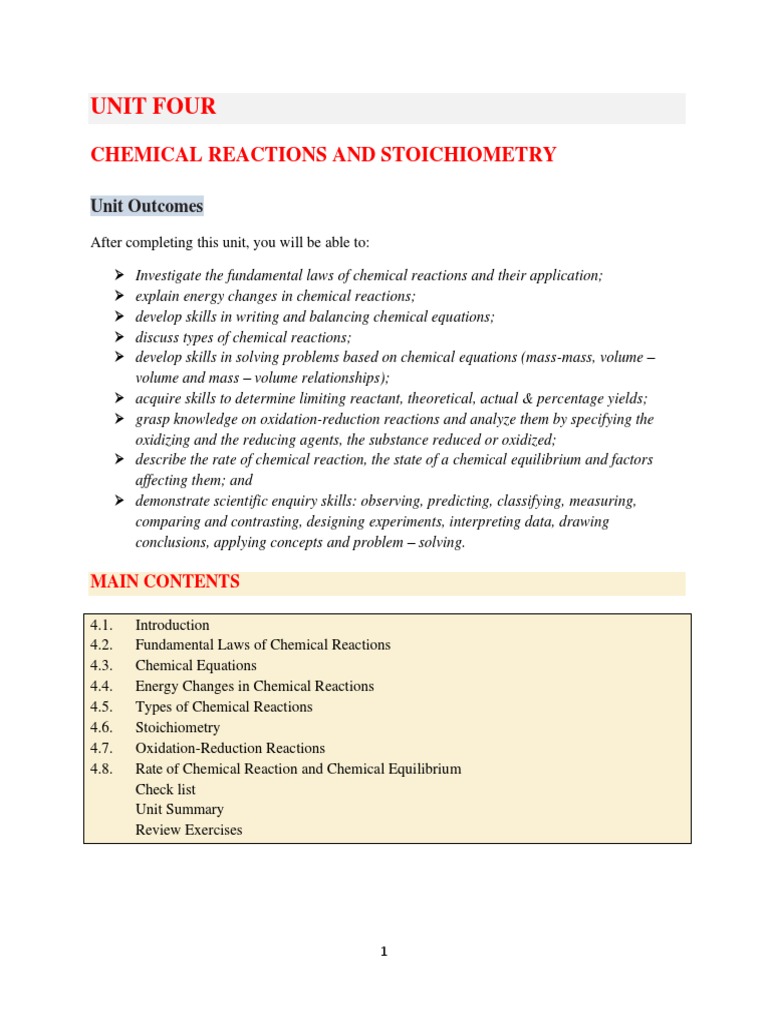 Chem 4 | PDF | Stoichiometry | Chemical Reactions