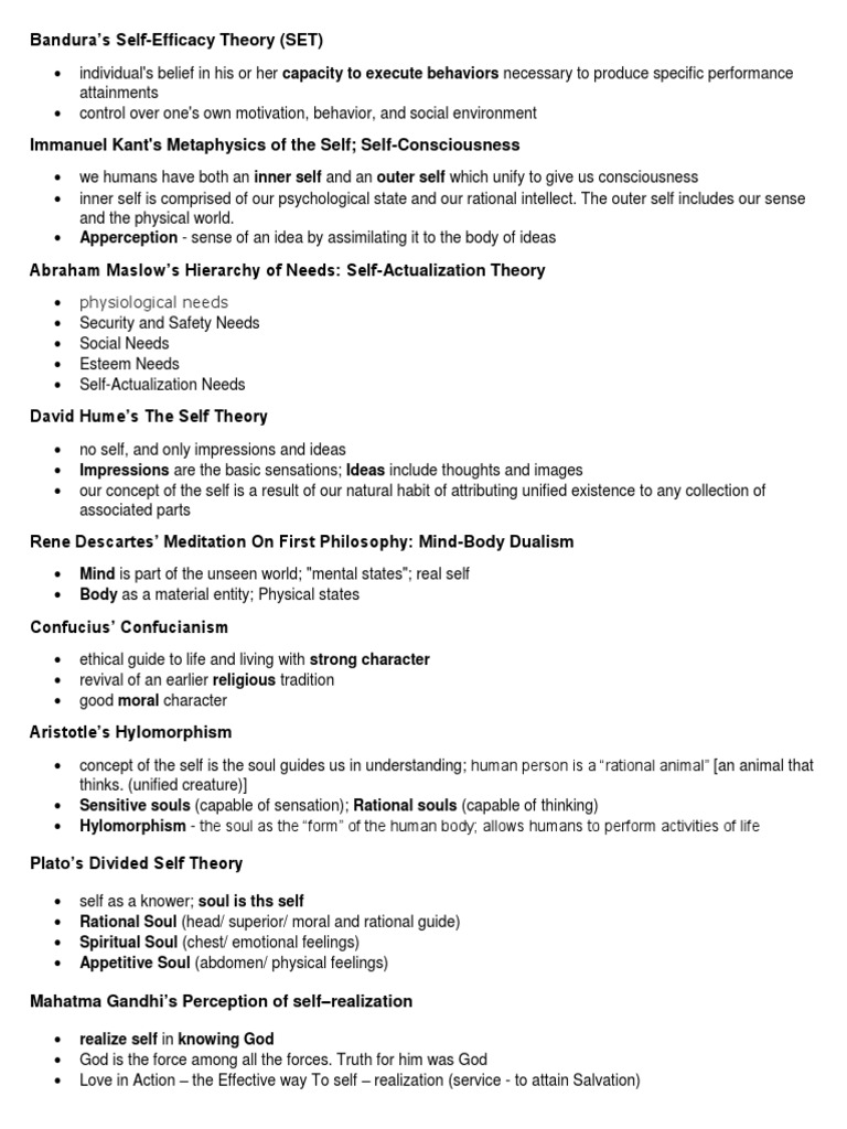UTS Theories REVIEWER | PDF | Philosophy Of Self | Idea