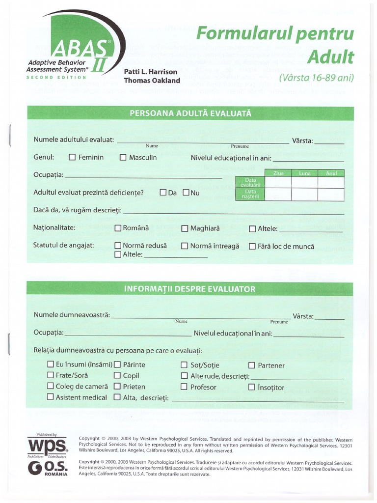 ABAS Adult 16-89 | PDF