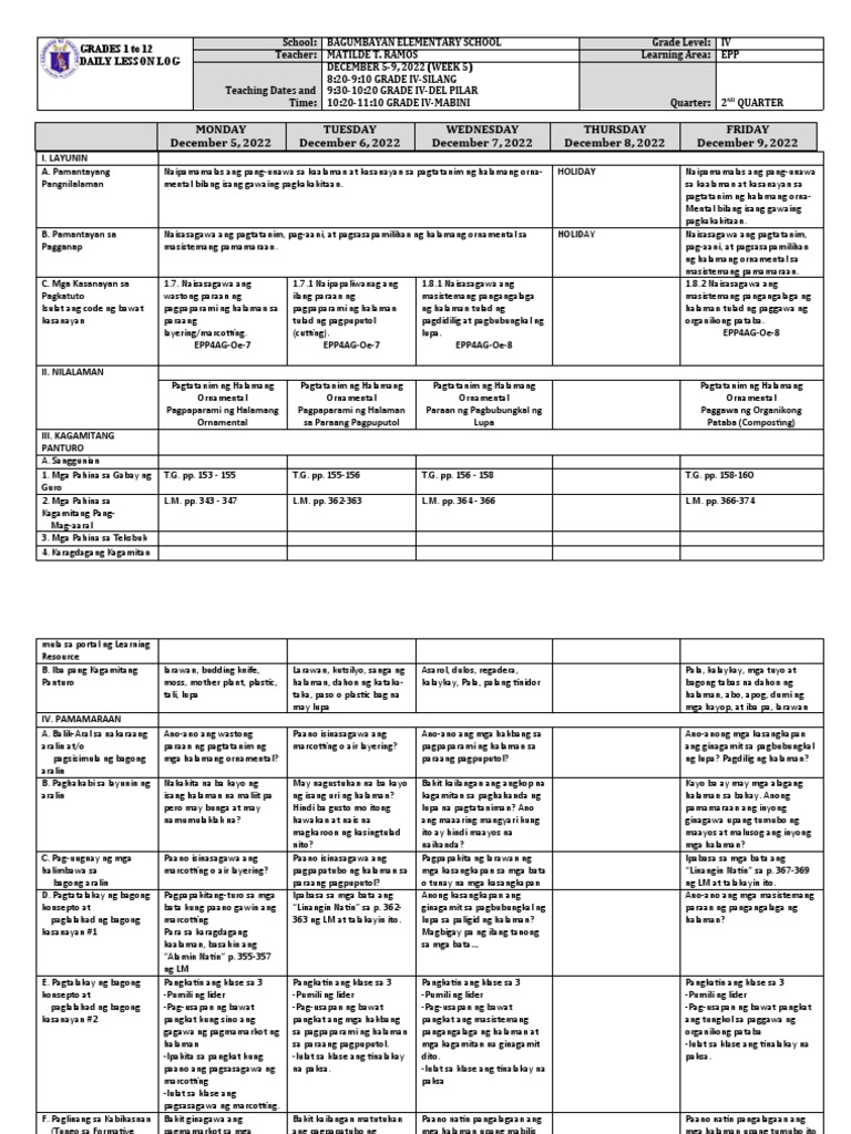 DLL - EPP 4 - Q2 - W5 Dec 5-9 | PDF
