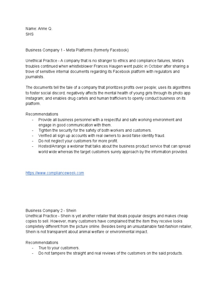 Unethical Practice | PDF