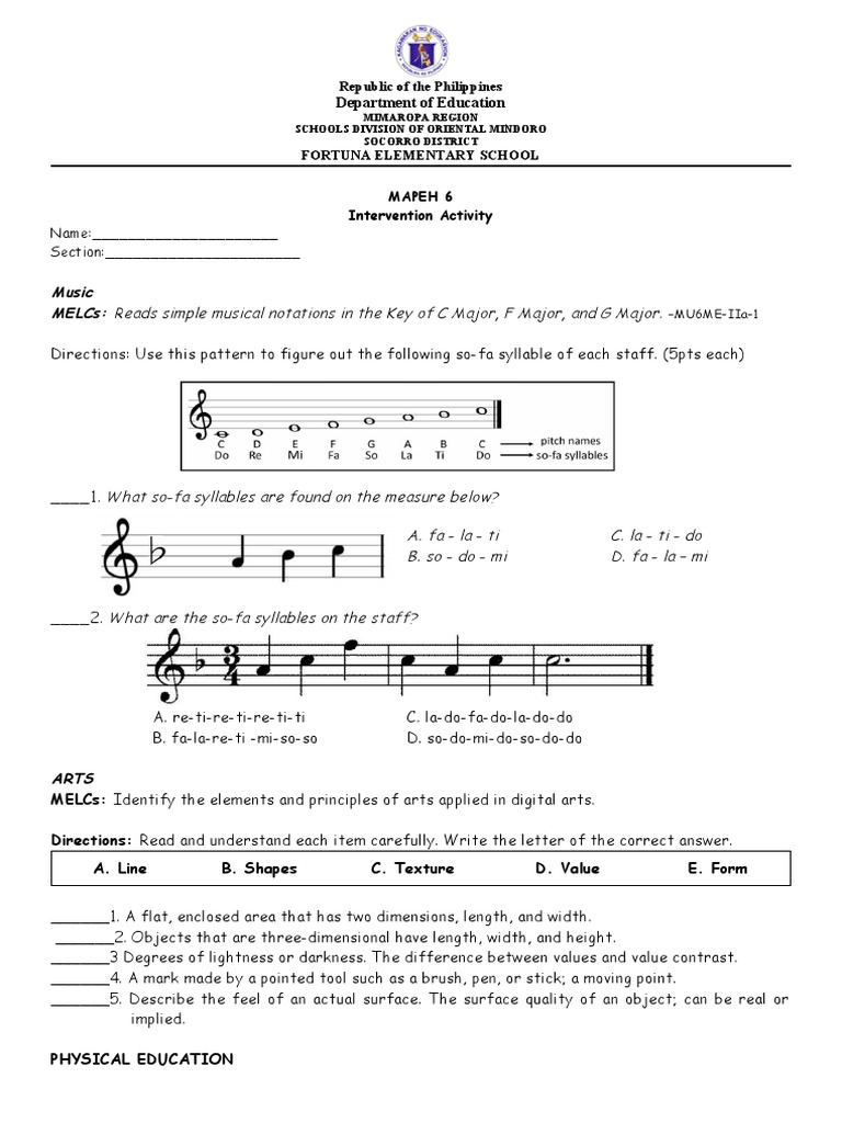 MAPEH Intervention Activities for Grades 4-6 | PDF | Length