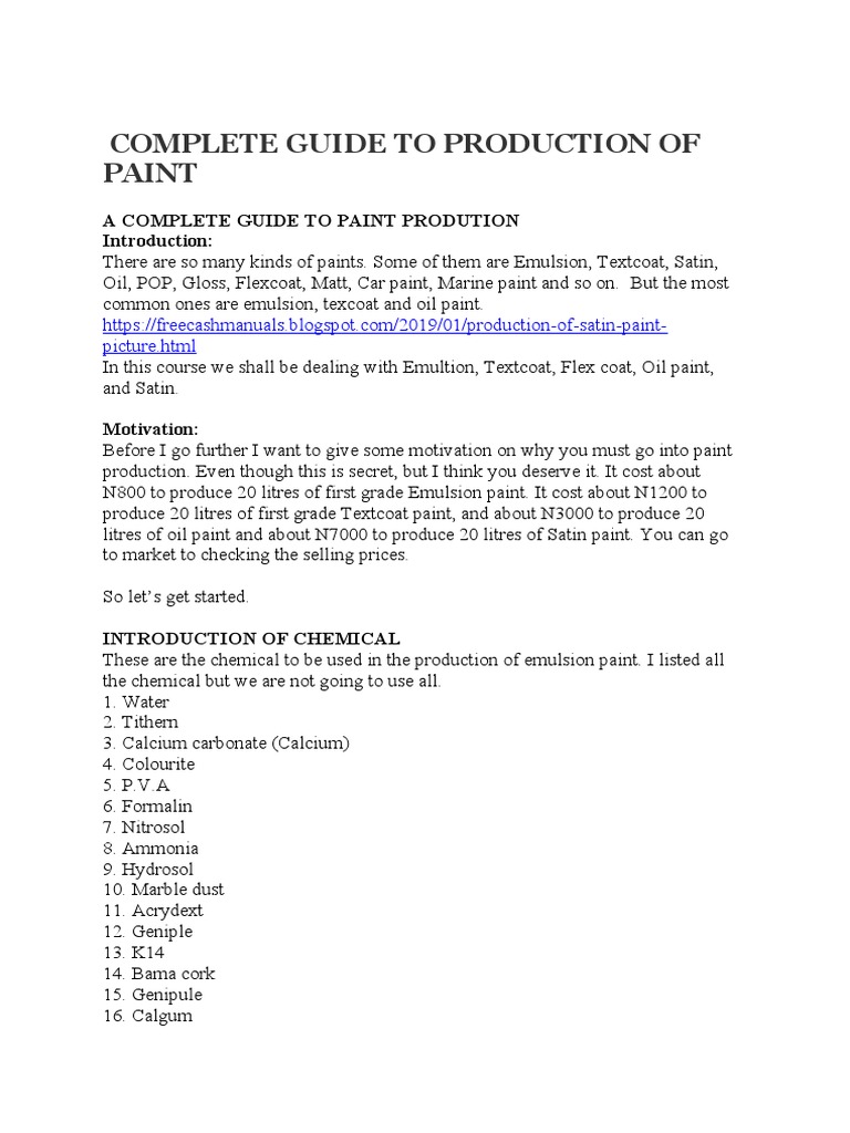 Complete Guide To Production of Paint | PDF | Color | Paint
