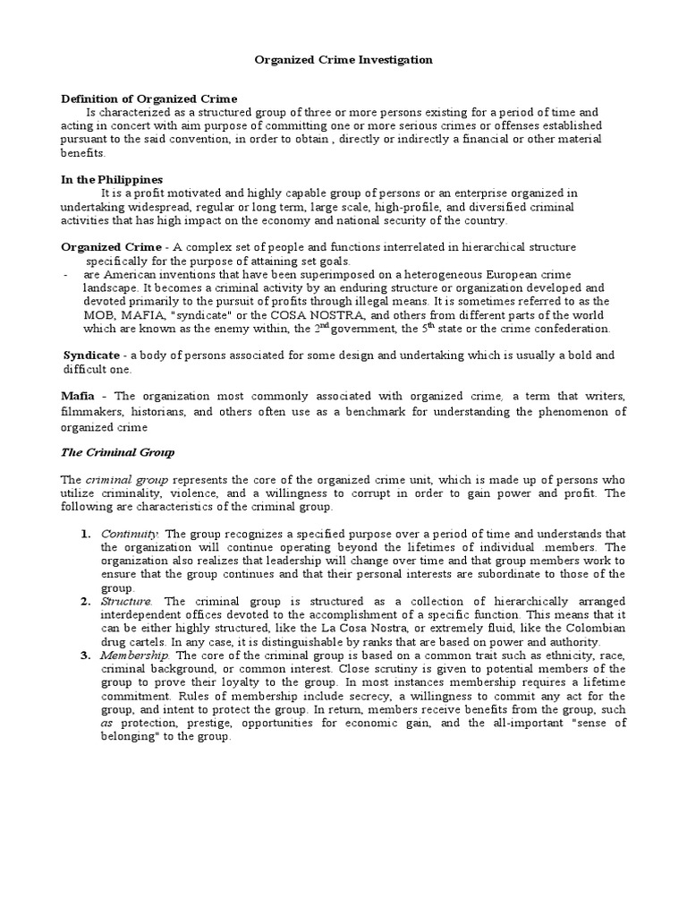 Organized Crime Structure in the Philippines | PDF | Organized Crime ...