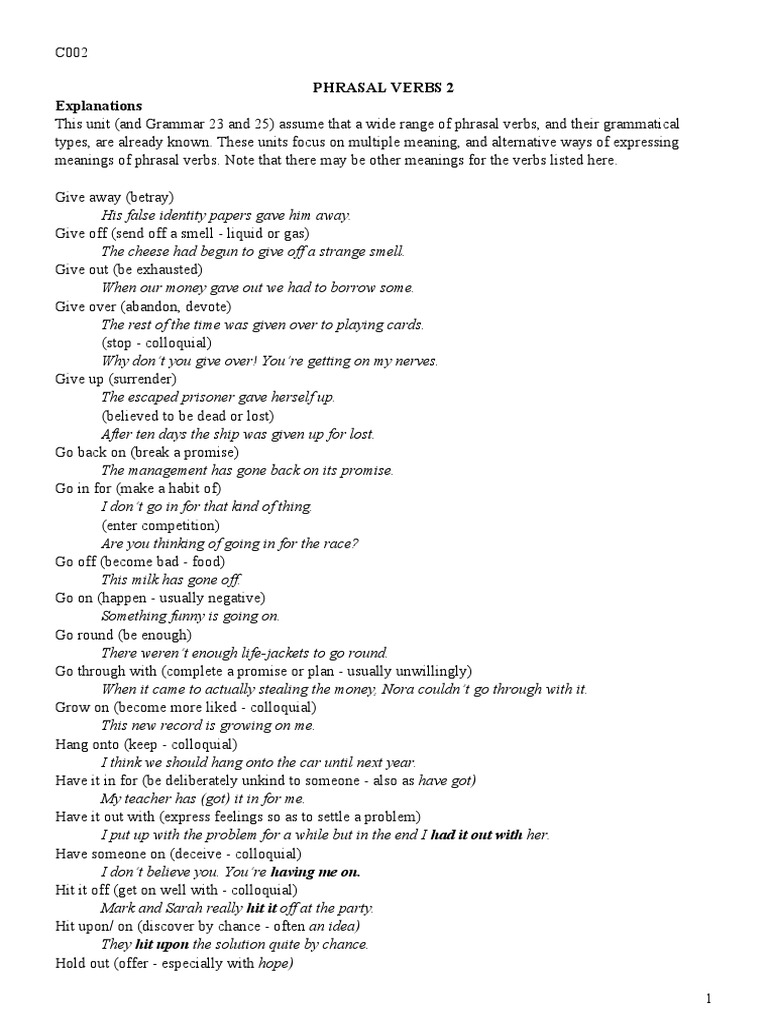 Phrasal Verbs 2 | PDF