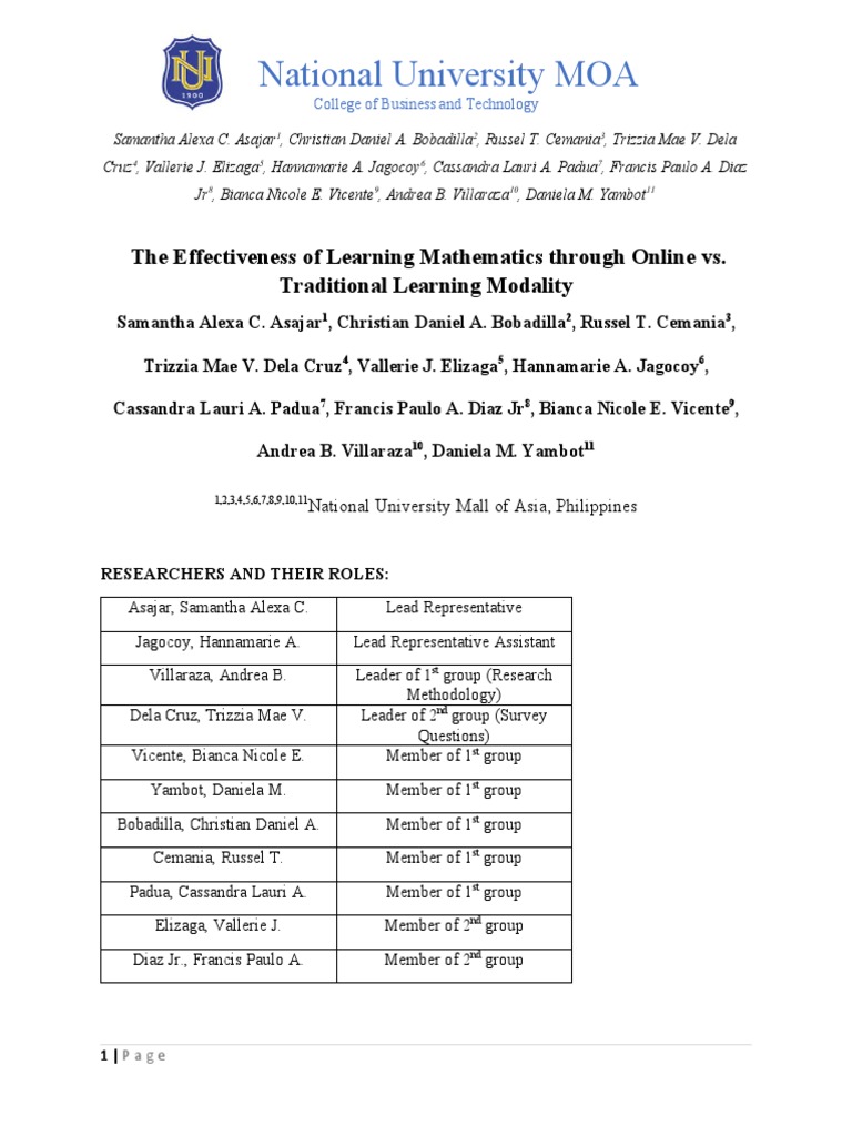 Asajar Manuscript | PDF | Educational Technology | Survey Methodology