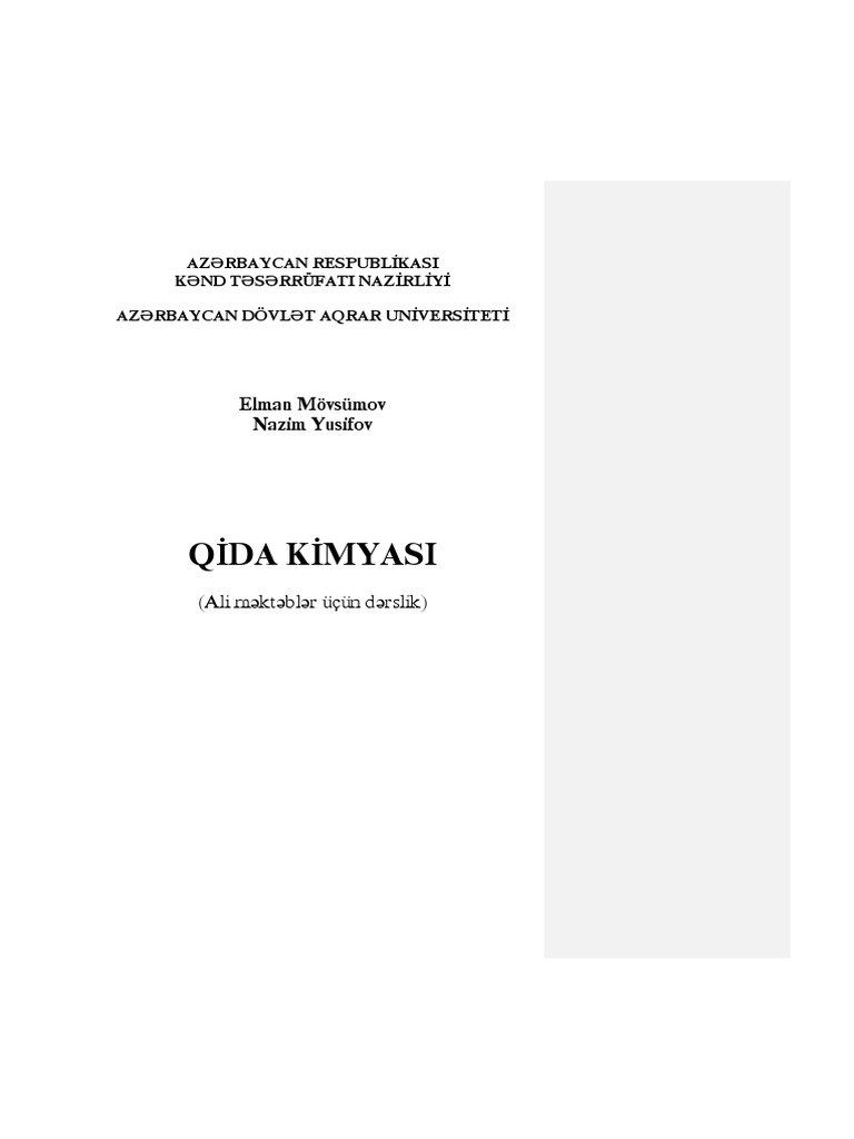 Elman Mövsümov - Qida Kimyası | PDF